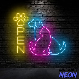 Veterinary Open Neon Sign, Dog Cat Led Sign, Medicine Neon Light, Pet ...