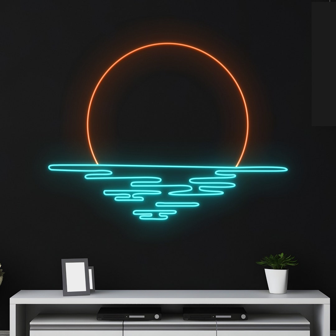 Custom Sunset Beach Neon Sign, Sunrise Island Led Sign, Sun Wave Led ...