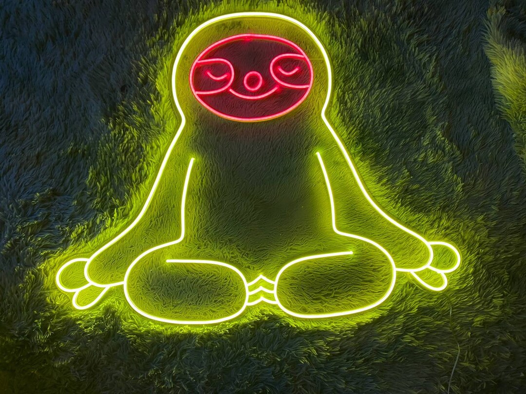 Yoga Statue Sloth Neon Sign, Yoga Statue Sloth LED Sign, Animal Neon ...