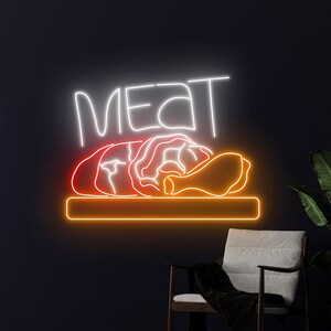 Meat Neon Light, Meat Neon Sign, Meat BBQ Led Light, Barbecue Led Sign ...