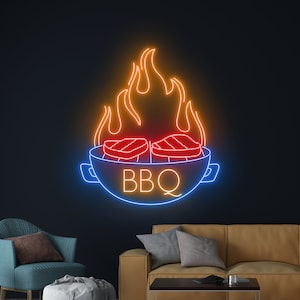 Custom BBQ Neon Light, BBQ Time Neon Sign, Barbecue Led Light, Grill ...