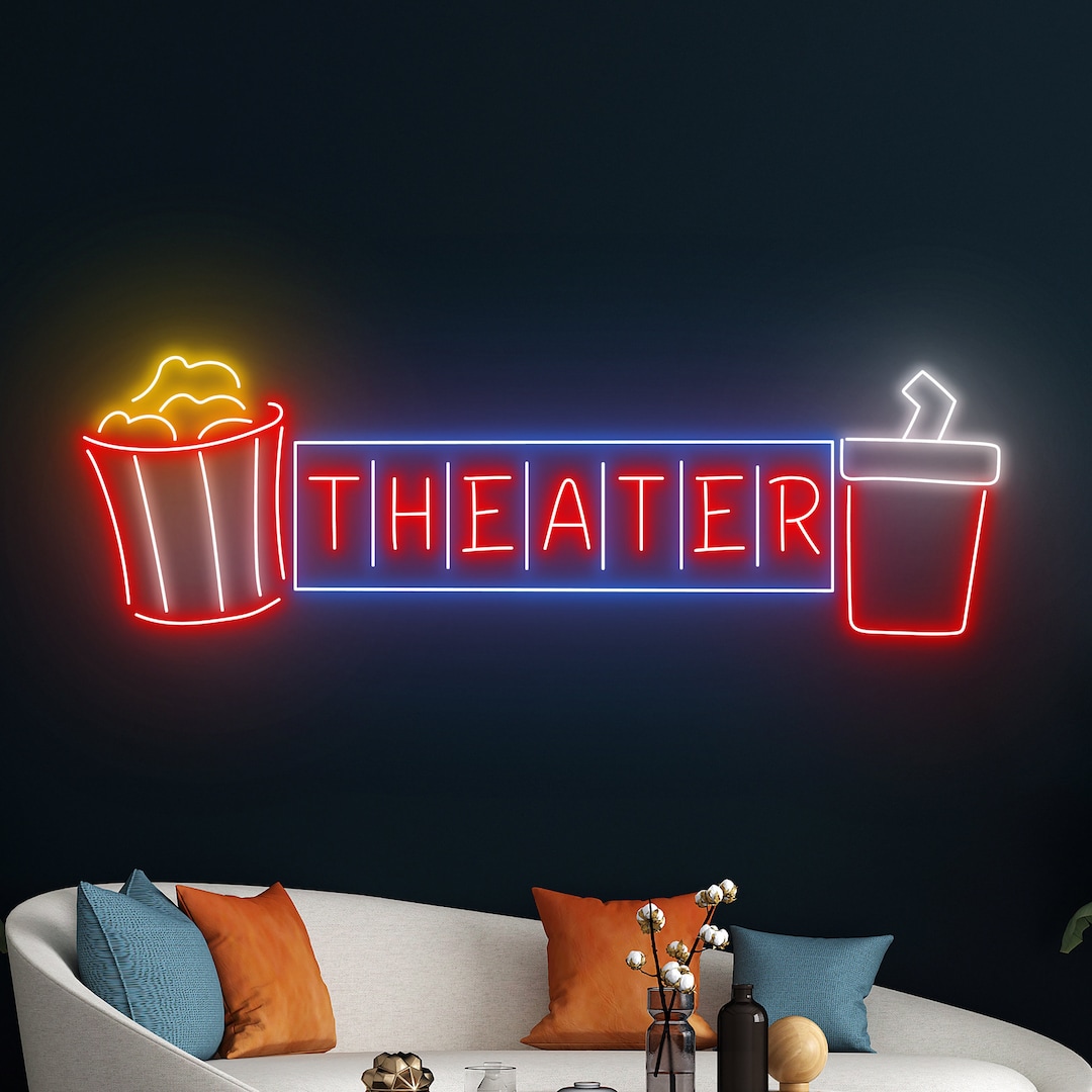 Theater Neon Sign, Cinema Movie Neon Sign, Movie Theater Led Light ...