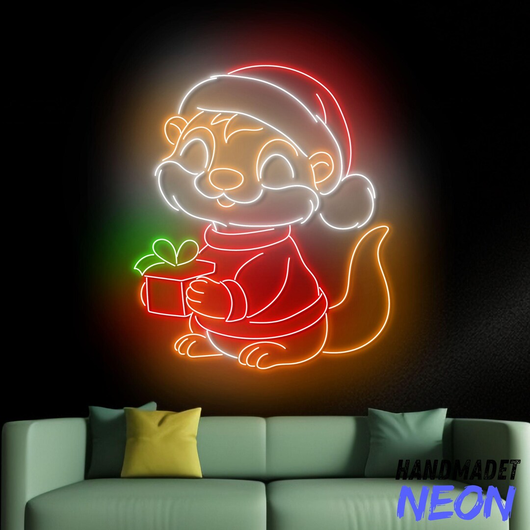 Otter Christmas Hat Neon Sign, Christmas Otter Led Sign, Otter Santa ...