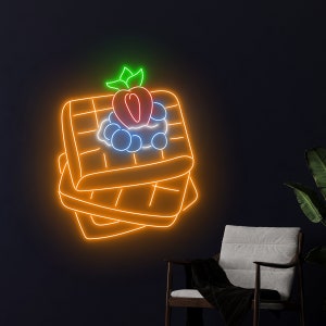 Waffle Pancake Neon Sign, Waffles Led Light, Waffle Pancake Led Sign ...