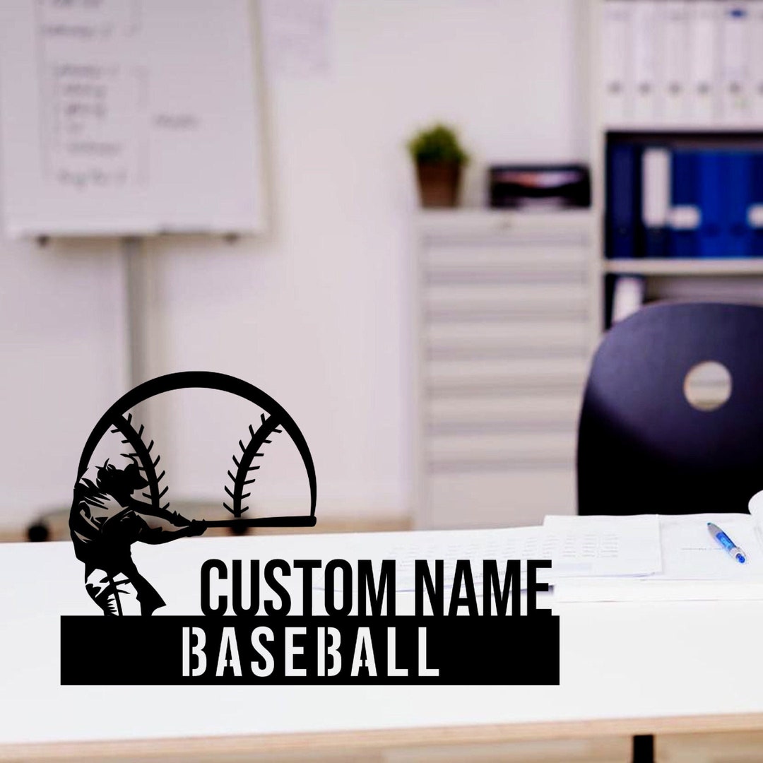 Custom Baseball Desk Name Plate, Baseball Metal Nameplate for Desk ...