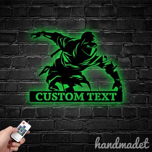 Custom Ninja Metal Wall Art LED Light, Ninja Metal Sign, Ninja Metal ...