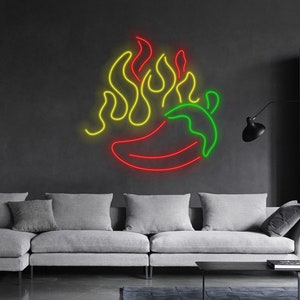 Chili Pepper LED Neon Sign, Chili Led Sign, Chili Neon Sign, Wall Decor ...