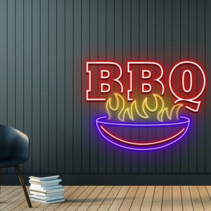 BBQ Neon Sign, BBQ Party Neon Sign, Custom Neon, Sign for Bar Home Room ...