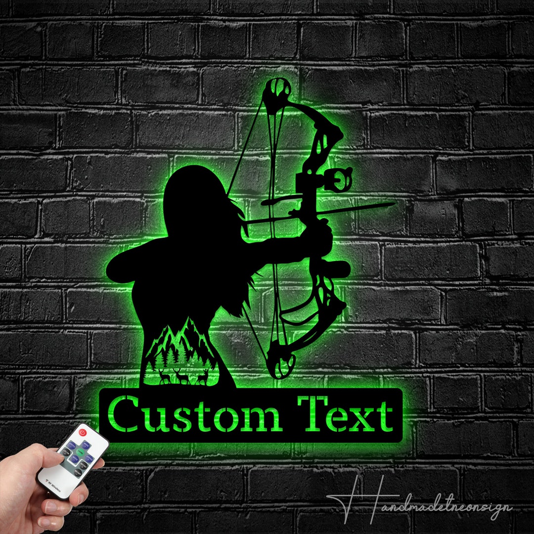 Custom Archery Girl Metal Wall Art LED Light - Personalized Girl Archer ...