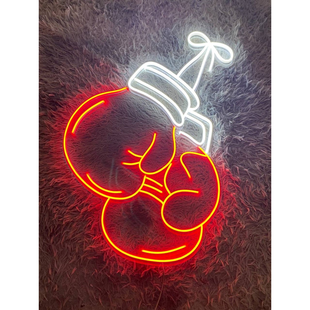 Boxing Gloves Neon Sign, Boxing Gloves Led Sign, Boxer Led Light, Boxer ...