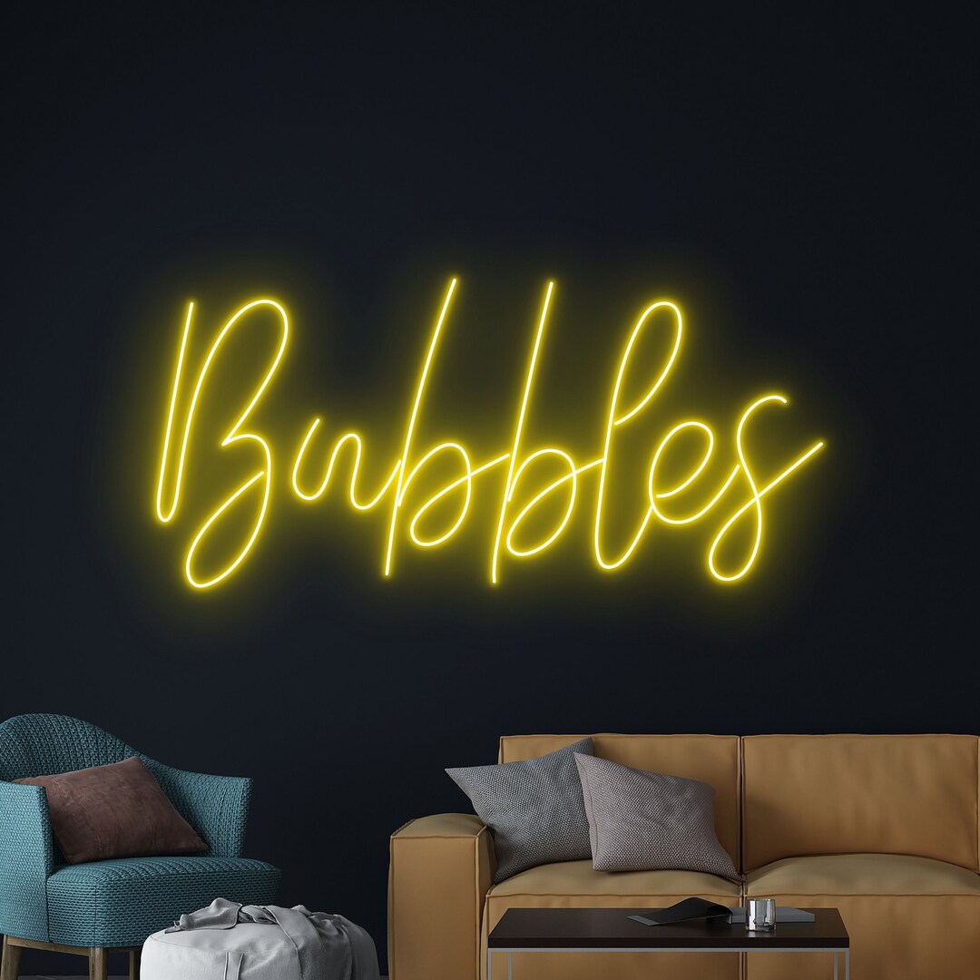 Bubbles Neon Sign, Bubbles Led Sign, Custom Bubbles Quote Neon Light ...
