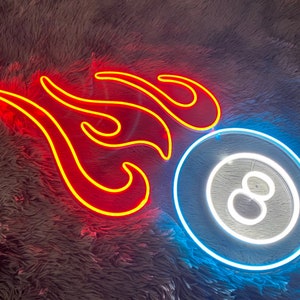 8 Ball Billiards Led Sign, Billiards Neon Sign, Wall Decor, 8 Ball Neon ...