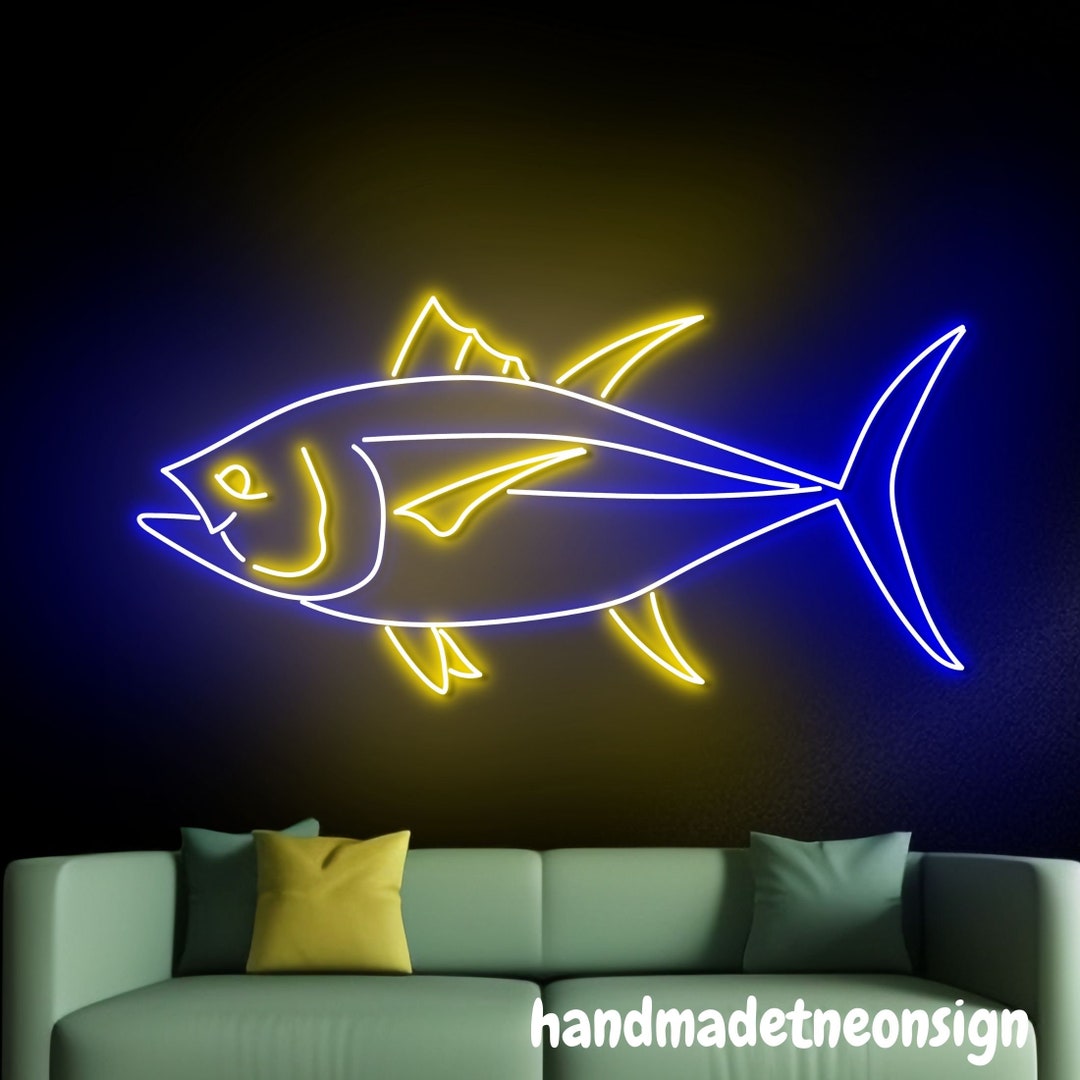 Tuna Fish Neon Sign, Tuna Fish Led Sign, Tuna Fish Led Light, Fish Neon ...