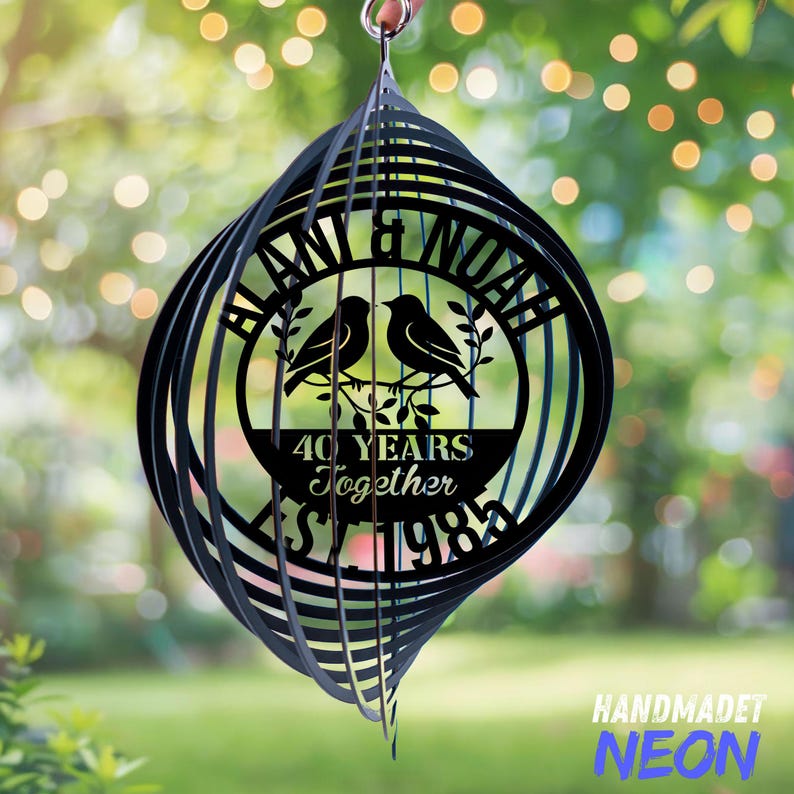 Personalized 40th Wedding Anniversary Metal Wind Spinner - Custom ...