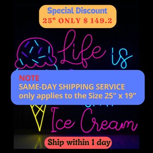 Life is Better With Ice Cream Neon Sign, Ice Cream Neon Light, Ice ...