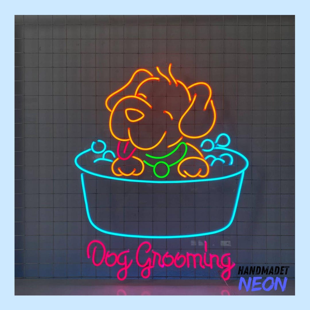Dog Grooming Neon Sign, Dog Pet Led Sign, Pet Spa Neon Light, Pet ...