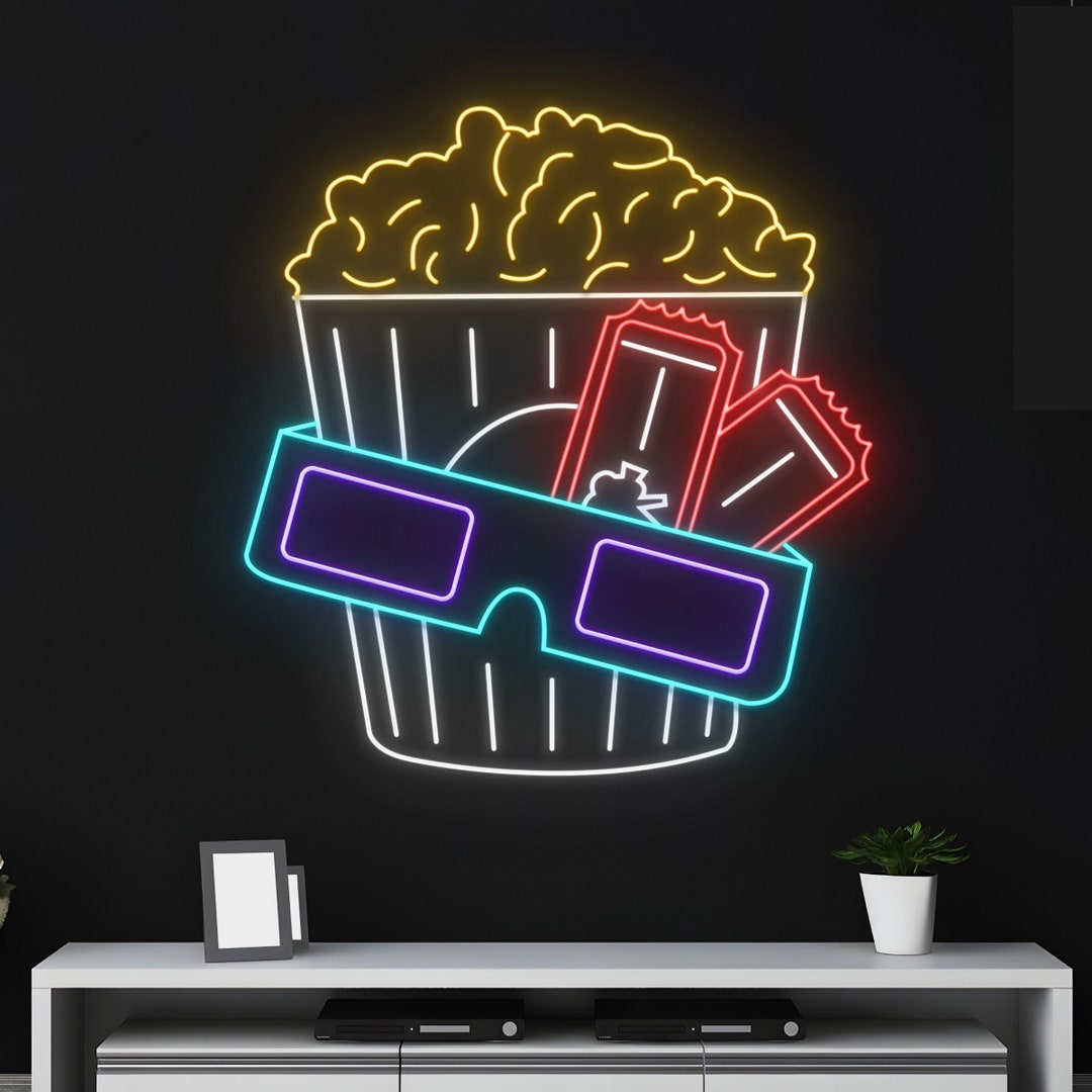 Custom Popcorn Neon Light, Pop Corn Led Light, Movie Theater Neon Sign ...