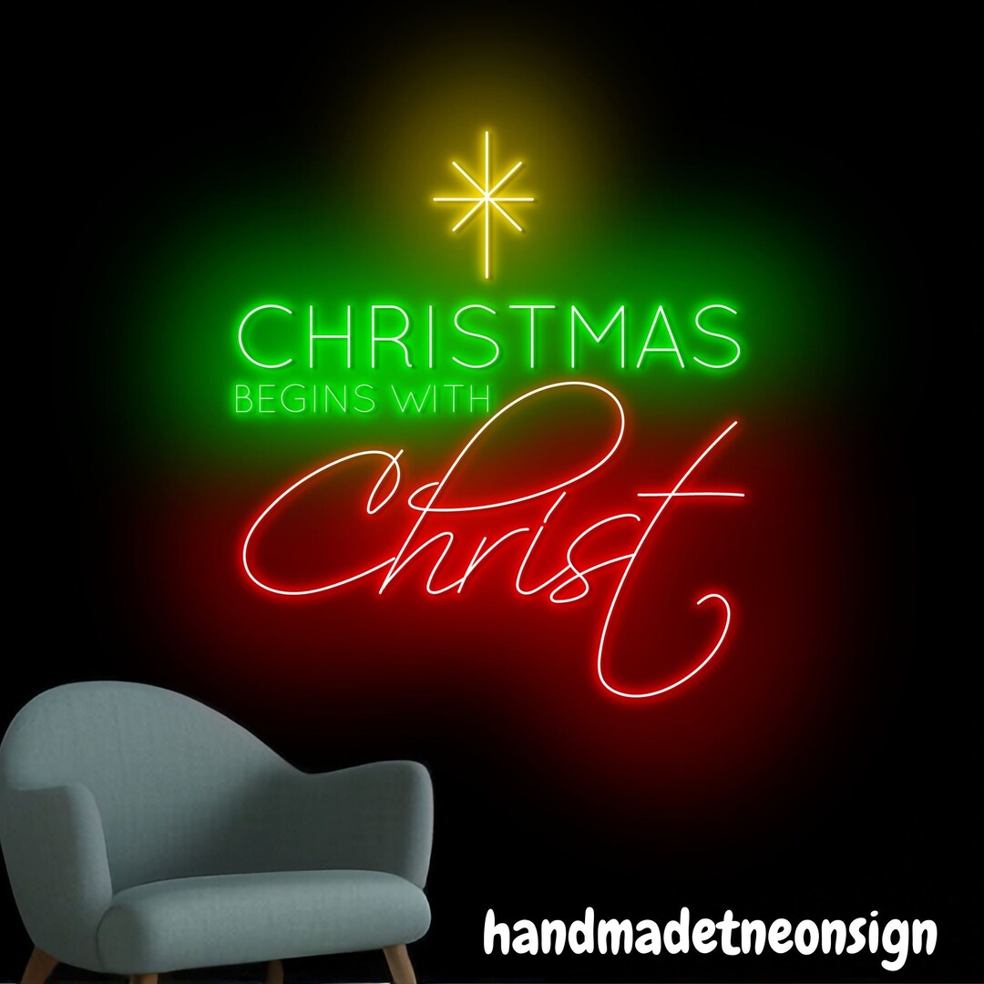 Christmas Begins With Christ Neon Sign, Merry Christmas Led Sign ...