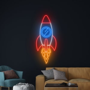 Rocket Neon Sign, Rocket Led Light, Spacecraft Led Sign, Spaceship Neon ...
