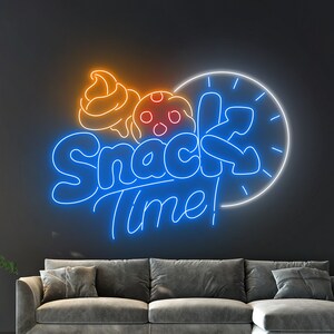 Snack Time Neon Sign, Cookies Ice Cream Neon Sign, Cookies Bakery Led ...