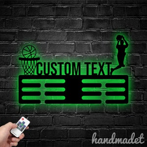 Custom Basketball Metal Wall Art LED Light, Basketball Metal Sign ...
