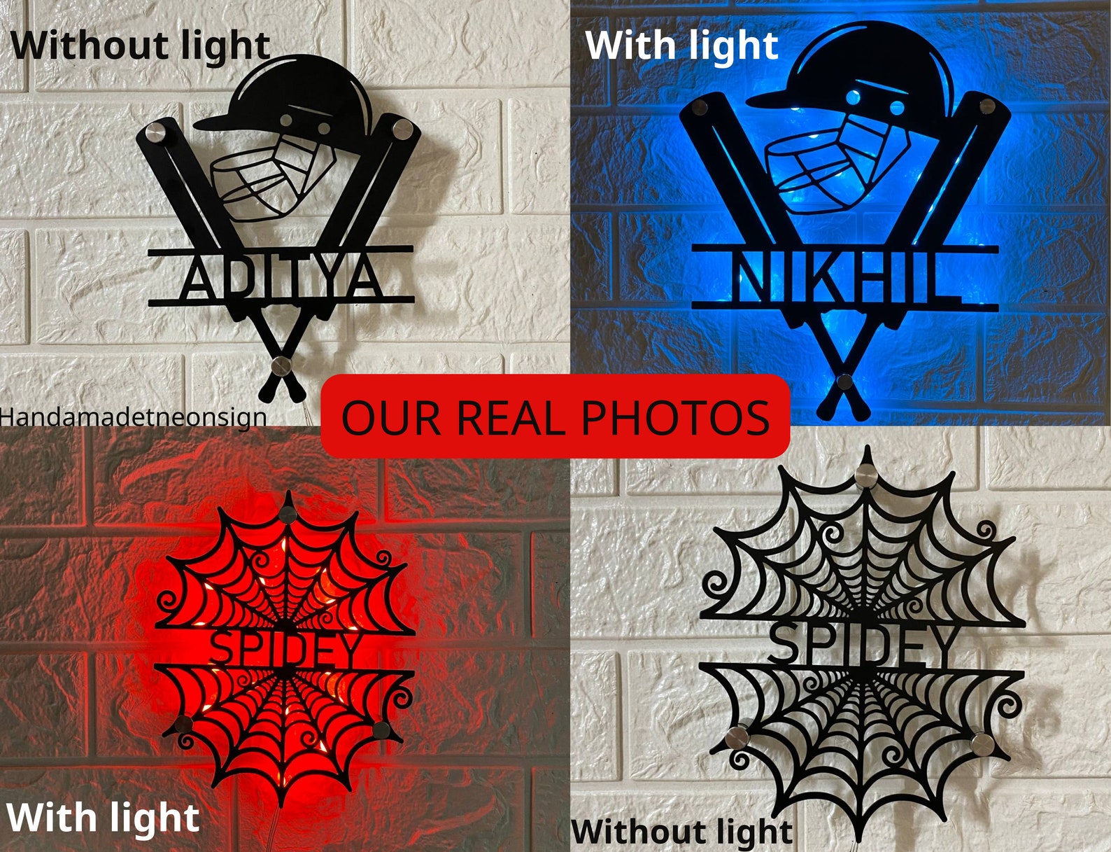 Personalized US Baseball Metal Wall Art LED Light Custom US Softball ...