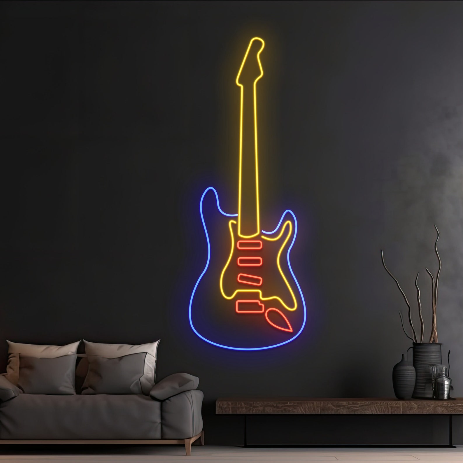 Custom Guitar Led Sign, Electric Guitar Neon Light, Guitar Shop Store ...