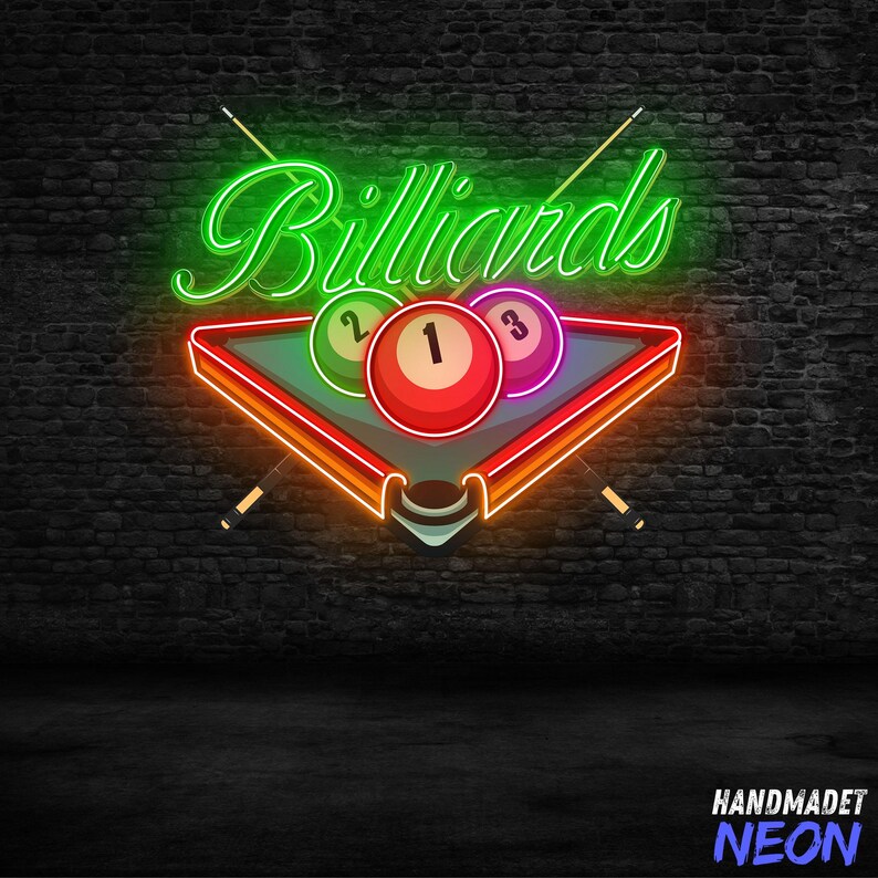 Billiards Neon Sign, Billiard Table Led Light, Custom Neon Sign, Pool ...