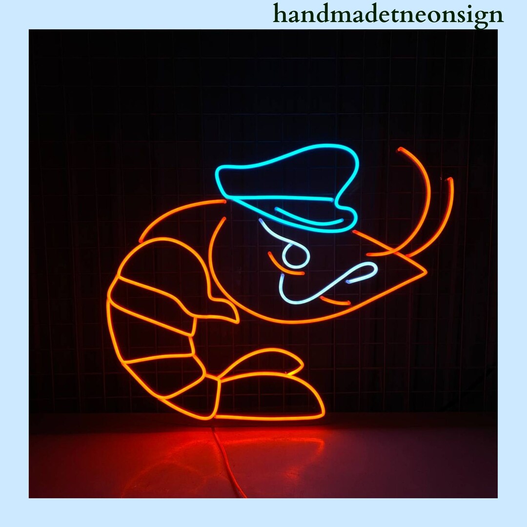 Shrimp Captain Neon Sign, Shrimp Led Sign, Shrimp Neon Light, Cool ...