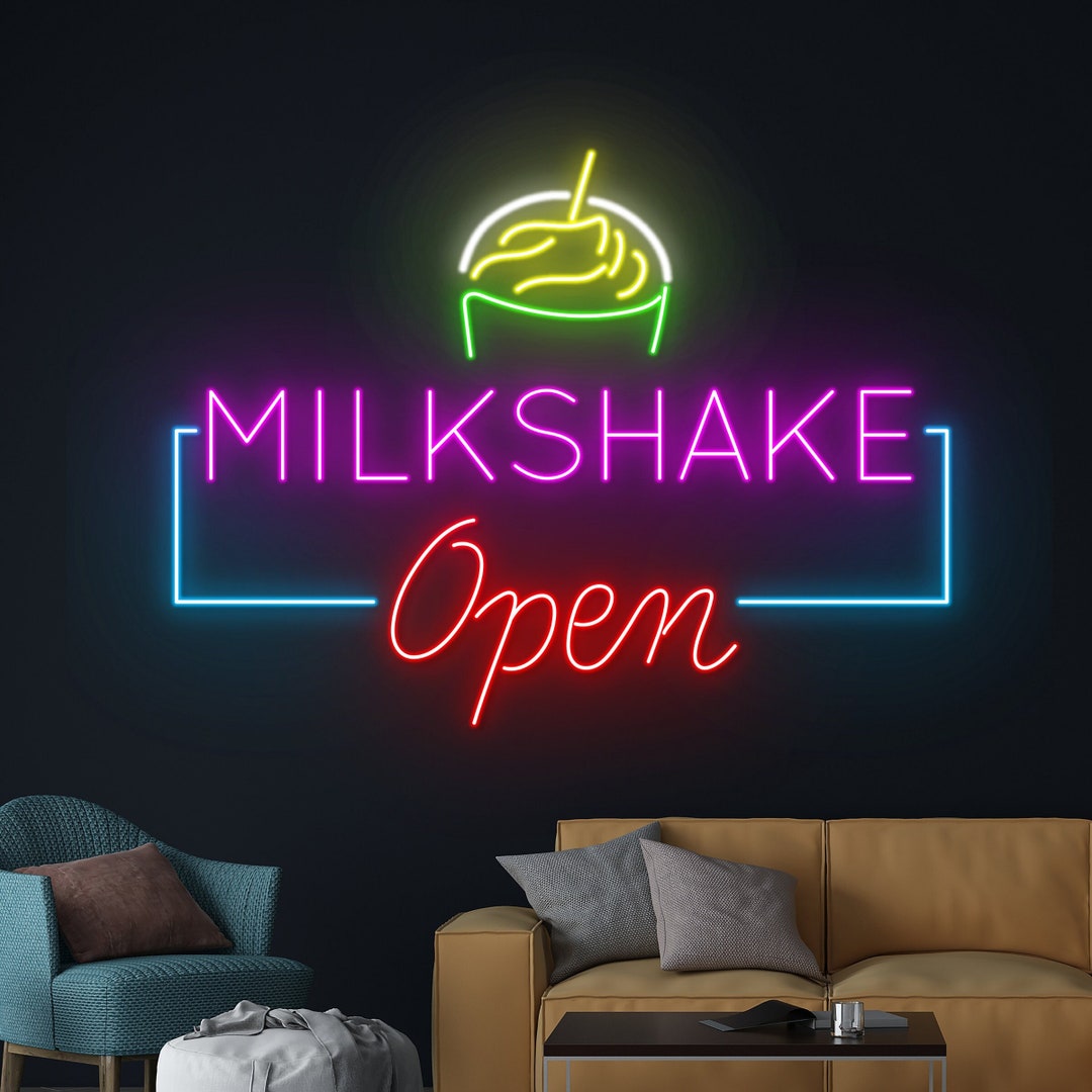 Milkshake Open Neon Led Sign, Open Milkshake Neon Sign, Milkshakes Neon ...