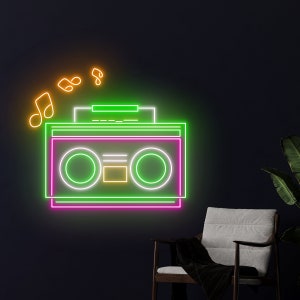 Boombox Neon Sign, Cassette Tape Led Sign, Radio Neon Light, Mixtape ...