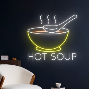 Hot Soup Neon Sign, Hot Soup Led Sign, Soup Neon Light, Food Shop Led ...