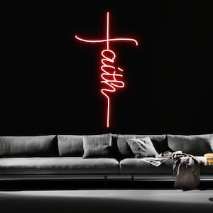 Faith Custom Neon Sign, Cross Jesus Home Decoration,wall Art Decor ...