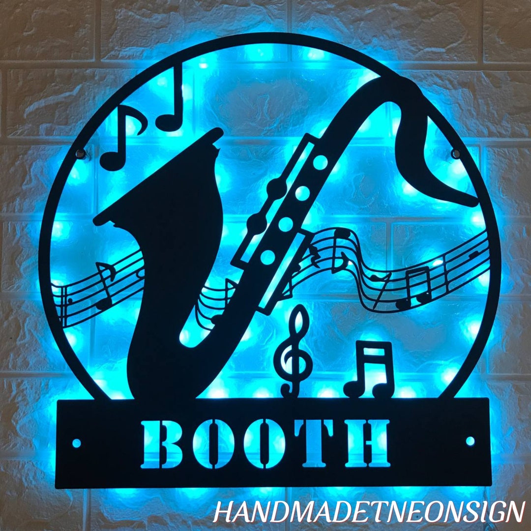 Personalized Saxophone Musical Instrument Metal Wall Art LED Light ...