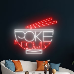 Poke Neon Sign, Poke Bowl Neon Light, Poke Dish Led Light, Hawaiian ...