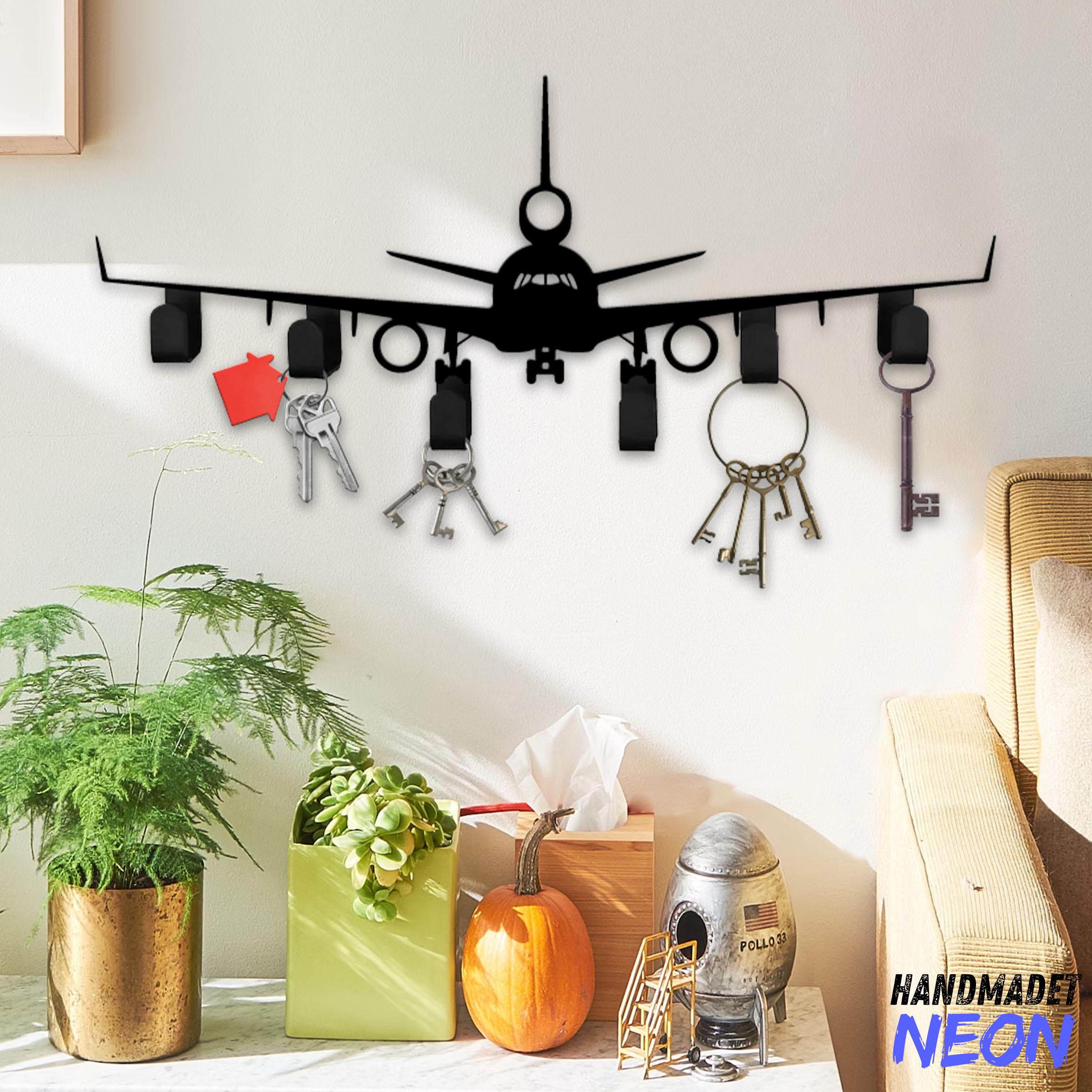 Custom Airplane Key Holder Wall Hanger, Airplane Metal Wall Hooks, Key ...