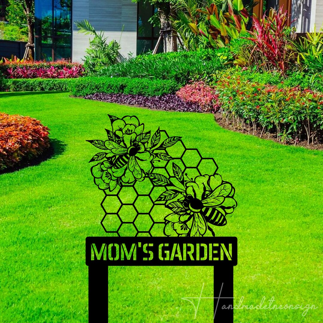 Custom Outdoor Bee Metal Sign With Stakes Personalized Outdoor Honey ...
