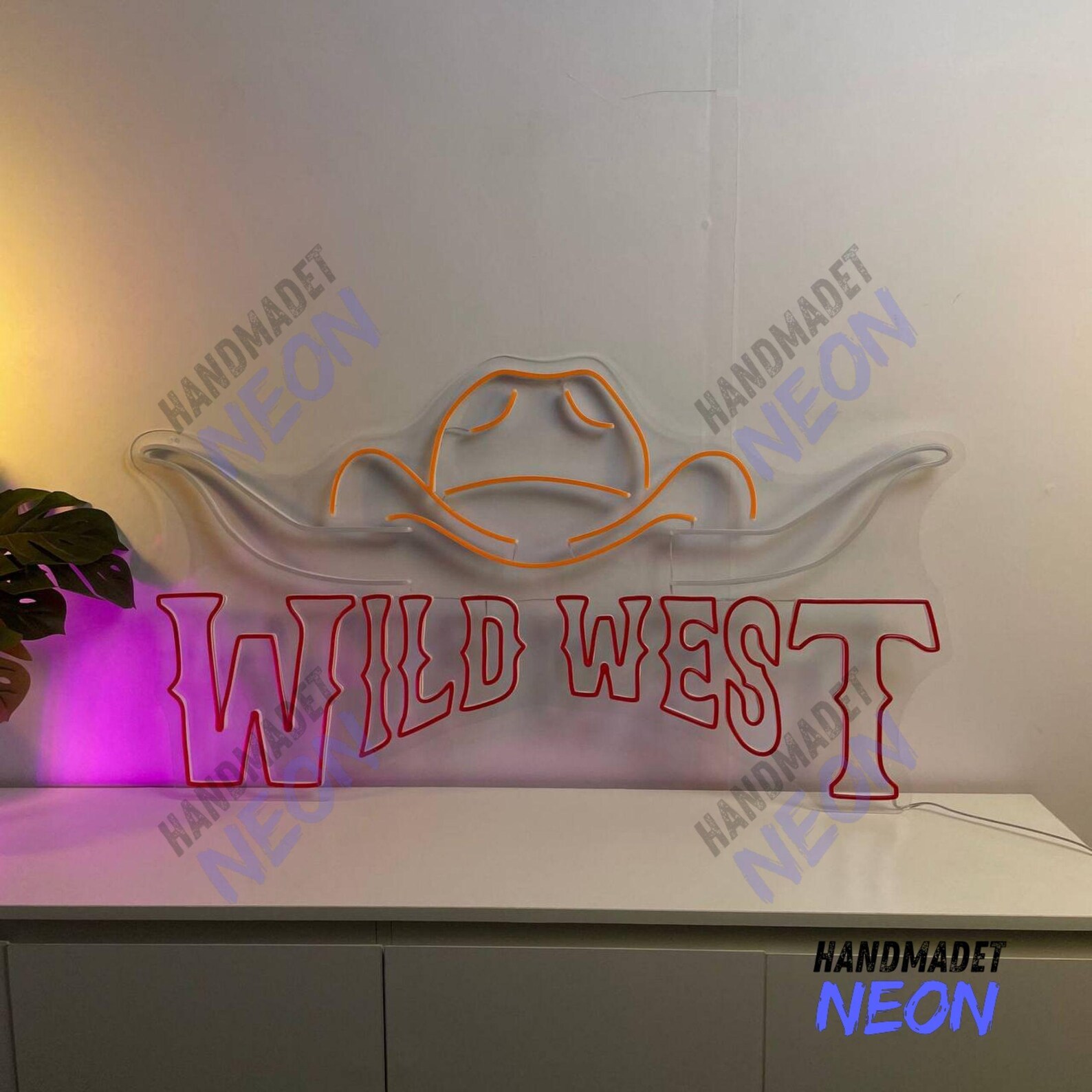 Wild West Neon Sign, Cowboy Hat Longhorn Led Light, Western Neon Light ...