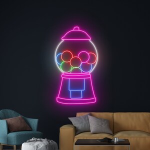 Gumball Machine Neon Sign, Gumball Led Sign, Candy Machine Neon Light ...