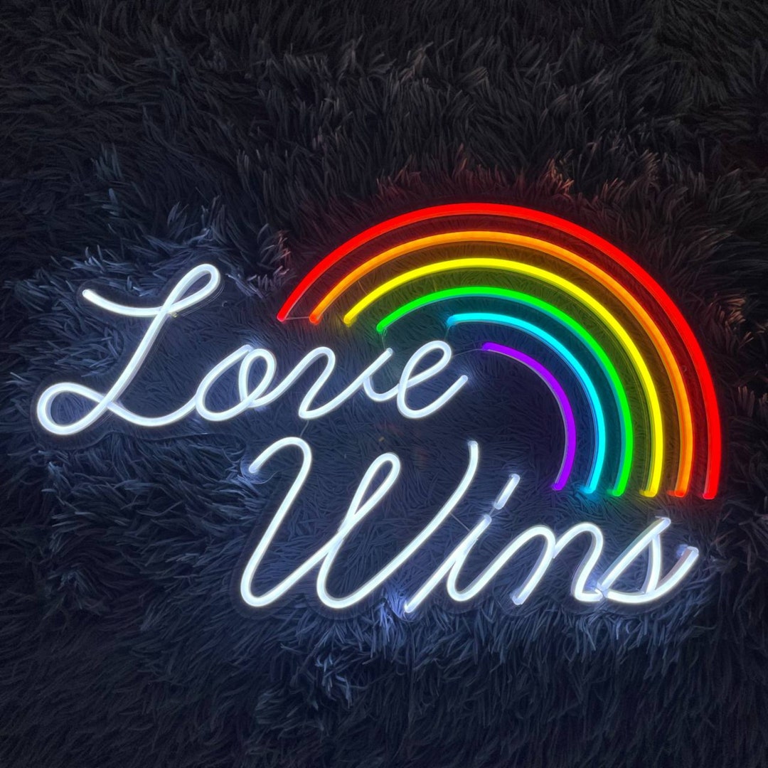 Love Wins Neon Sign, LGBT Neon Light, Rainbow Led Light, Love Pride ...