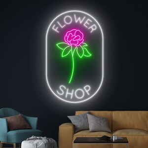 Flower Shop Led Sign, Flower Neon Sign, Flower Neon Light, Floral Led ...