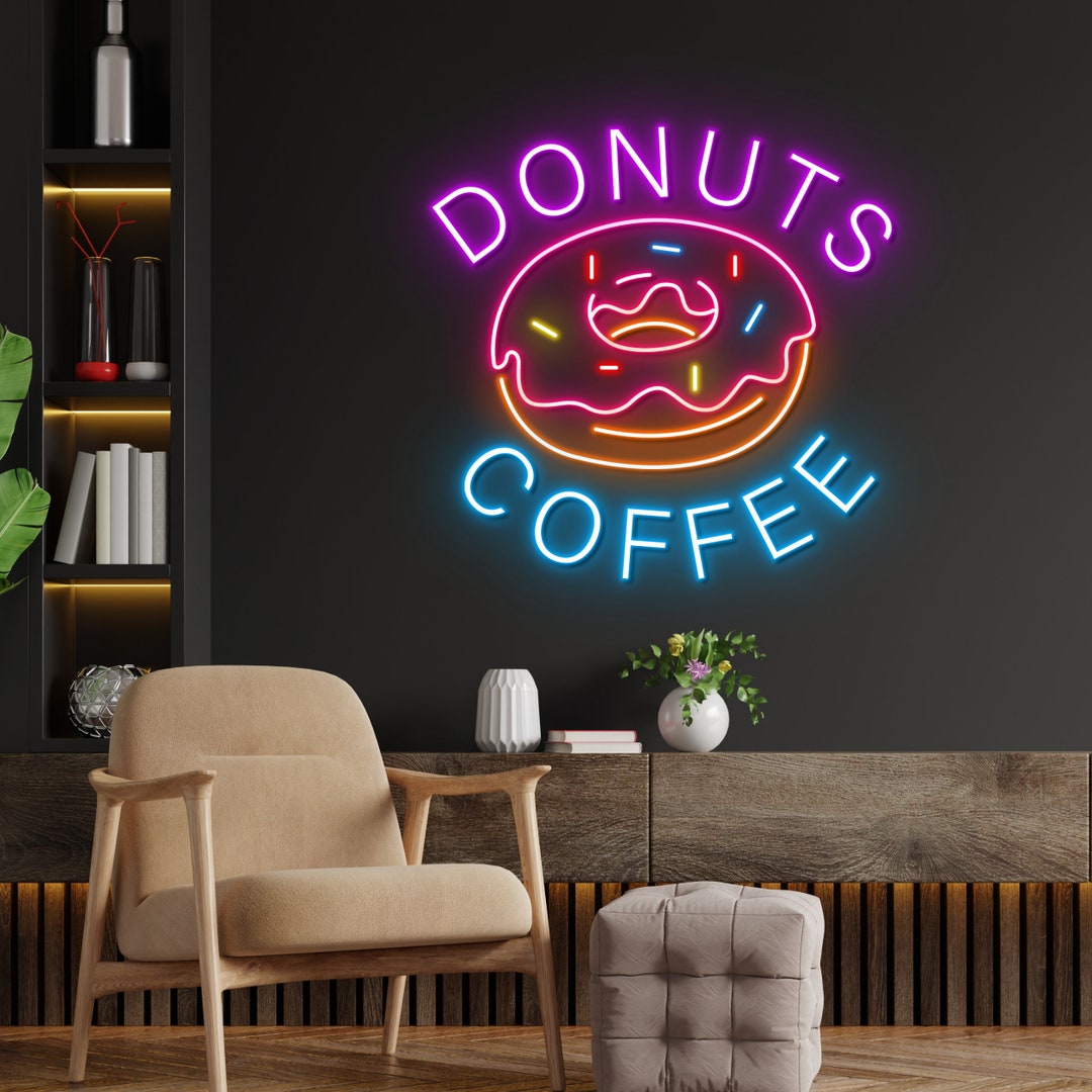 Donuts Coffee Led Sign, Donut Led Sign, Wall Decor, Shop Neon Sign ...
