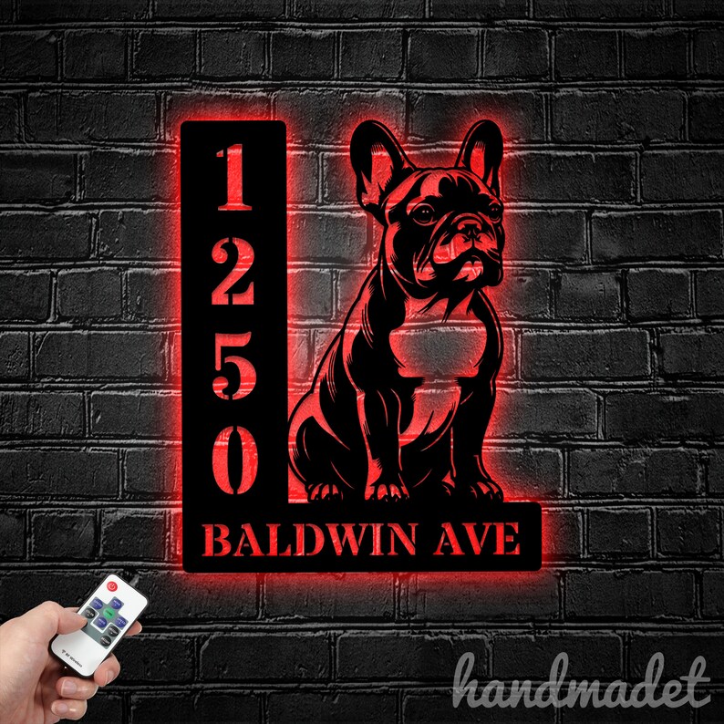 Personalized French Bulldog House Number, Pet Home Number Metal Wall ...