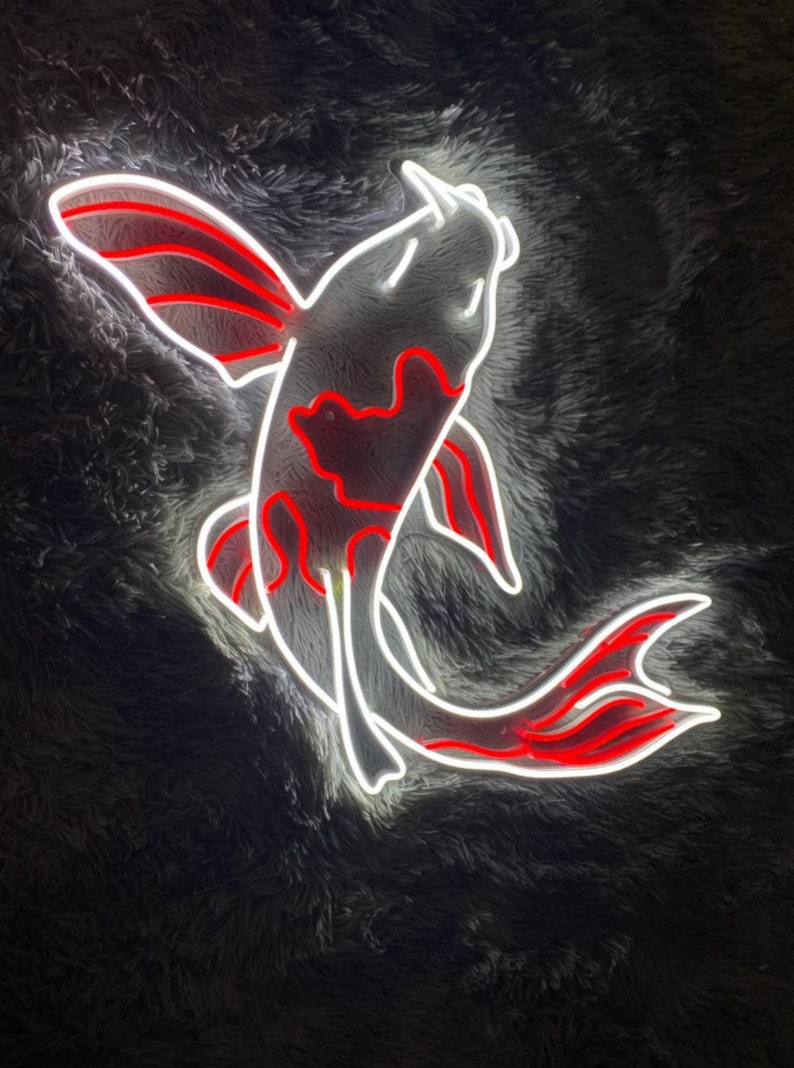 Koi Fish Led Sign Koi Fish Neon Sign Wall Decor Game Room - Etsy