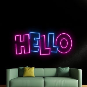 Hello Neon Sign, Hello Open Led Sign, Hello Welcome Led Light, Custom ...