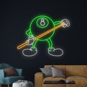 8 Ball Billiards Led Sign, Billiard 8 Ball Neon Sign, Billiards Pool ...