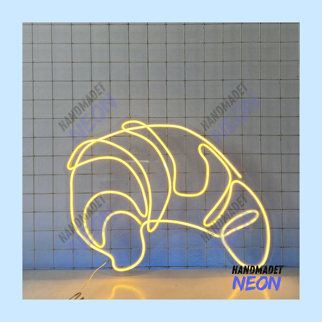 Croissant Neon Sign, Croissant Led Neon Sign, Bakery Neon Lights ...
