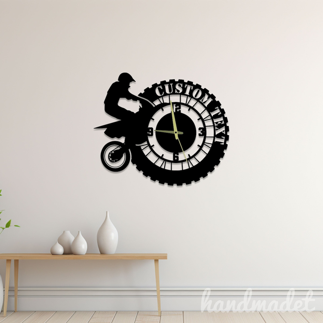 Motocross Wall Clock Unique, Motocross Round Wall Clock, Motorbike ...