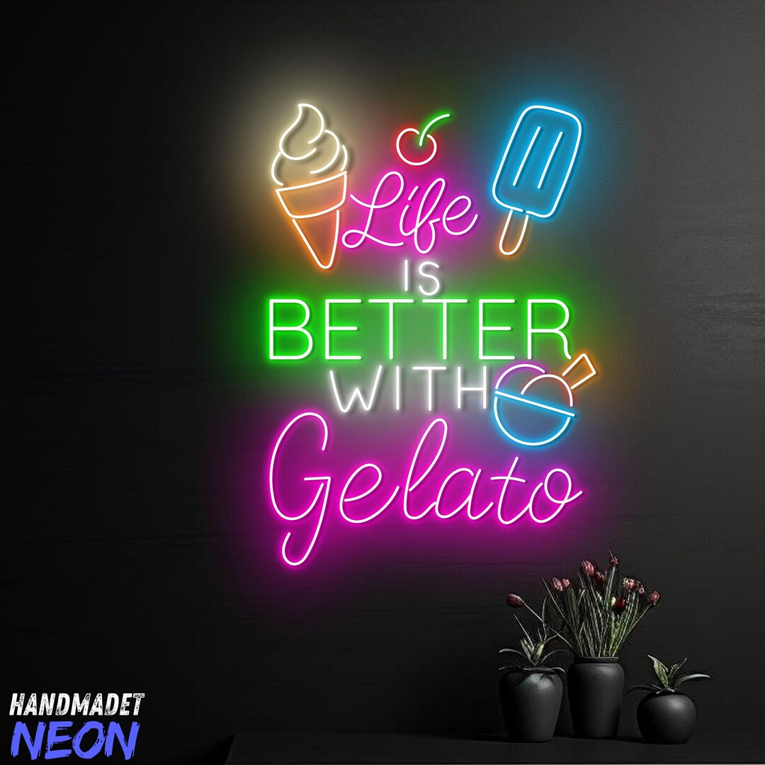 Gelato Neon Sign, Ice Cream Led Light, Custom Neon Light, Ice Cream ...