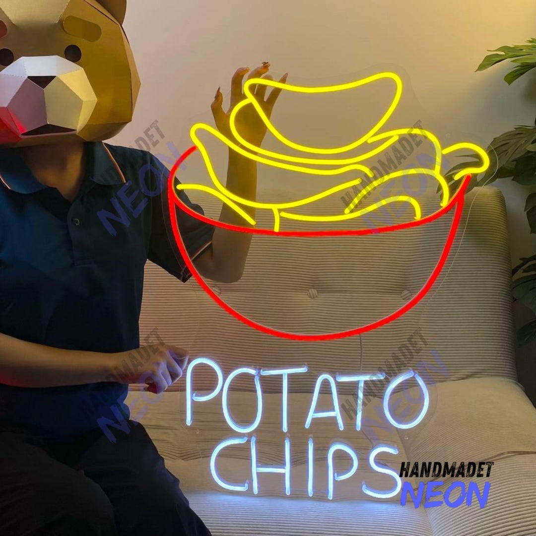 Potato Chips Neon Sign, Potato Fries Led Sign, Potato Led Light, Snack ...